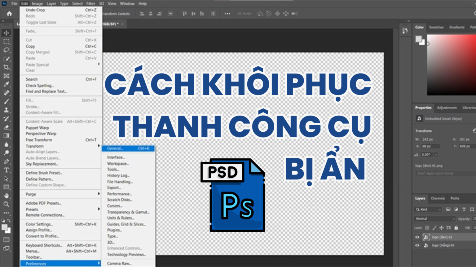 7 cách khắc phục lỗi ẩn thanh công cụ trong Photoshop cực dễ